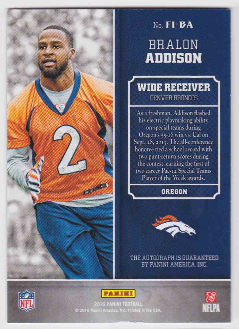 2016 PANINI FIRST IMPRESSIONS BRALON ADDISON RC AUTO OREGON DUCKS #FI ...