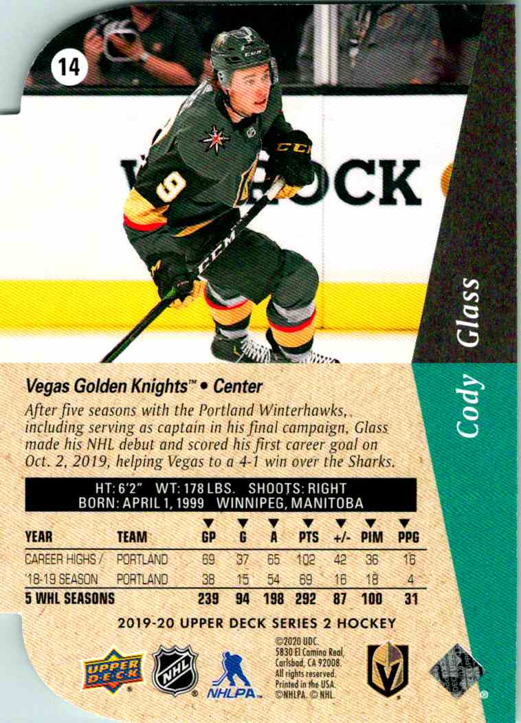 2019-20 Upper Deck Cody Glass #14 on Kronozio