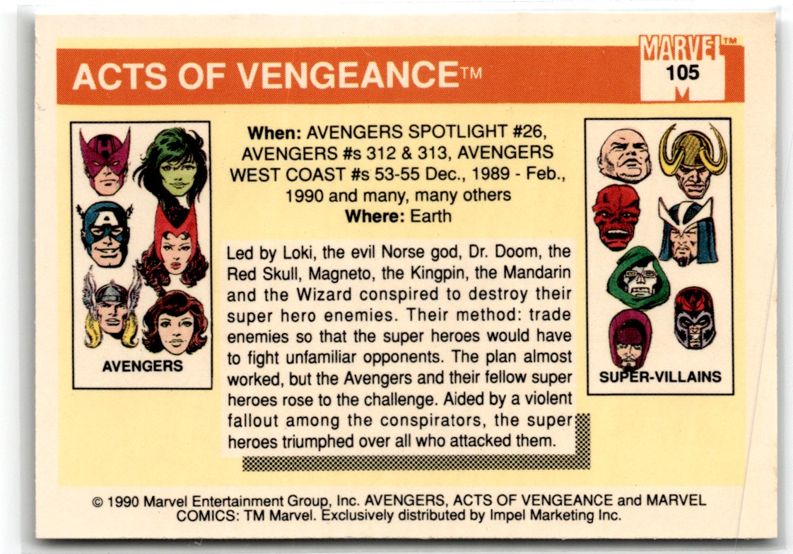 1990 Marvel Universe Acts of Vengeance #105 on Kronozio