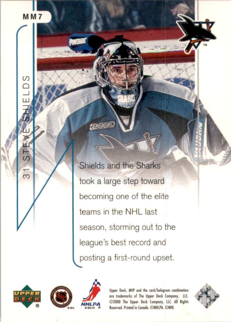 2000-01 Upper Deck MVP Masked Men Steve Shields #MM7 on Kronozio