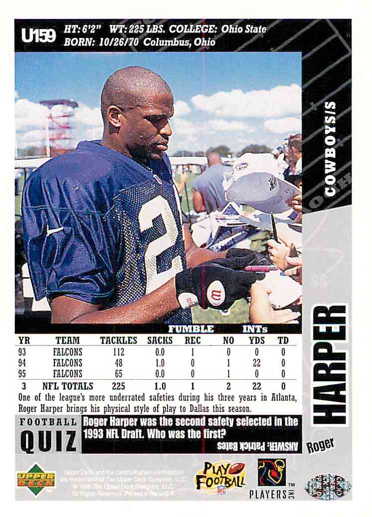 1996 Collector's Choice Roger Harper #U159 on Kronozio