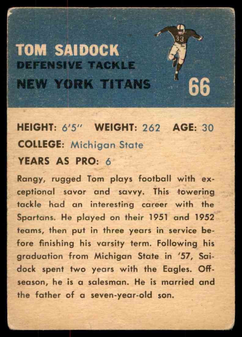 1962 Fleer Tom Saidock #66 on Kronozio