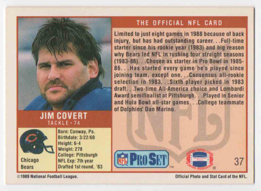 1989 Pro Set Jim Covert #37 on Kronozio