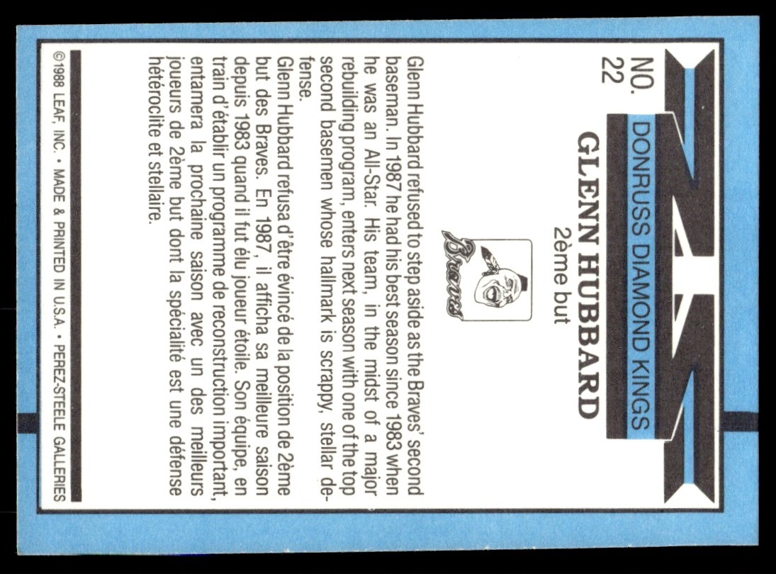 1988 Leaf Diamond Kings Glenn Hubbard #22 on Kronozio
