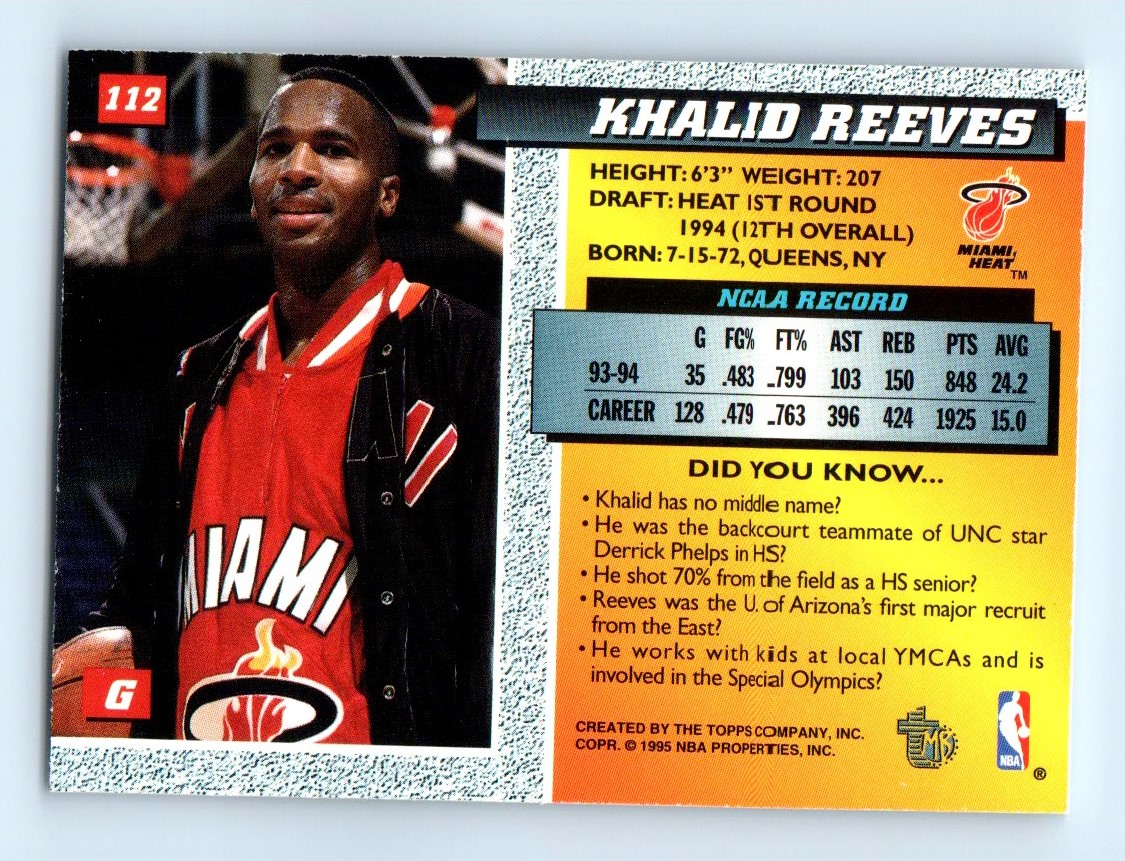 1994-95 Topps Embossed Khalid Reeves #112 on Kronozio