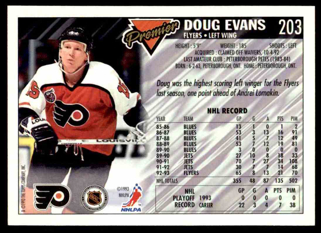 1993-94 Topps Premier Doug Evans #203 on Kronozio