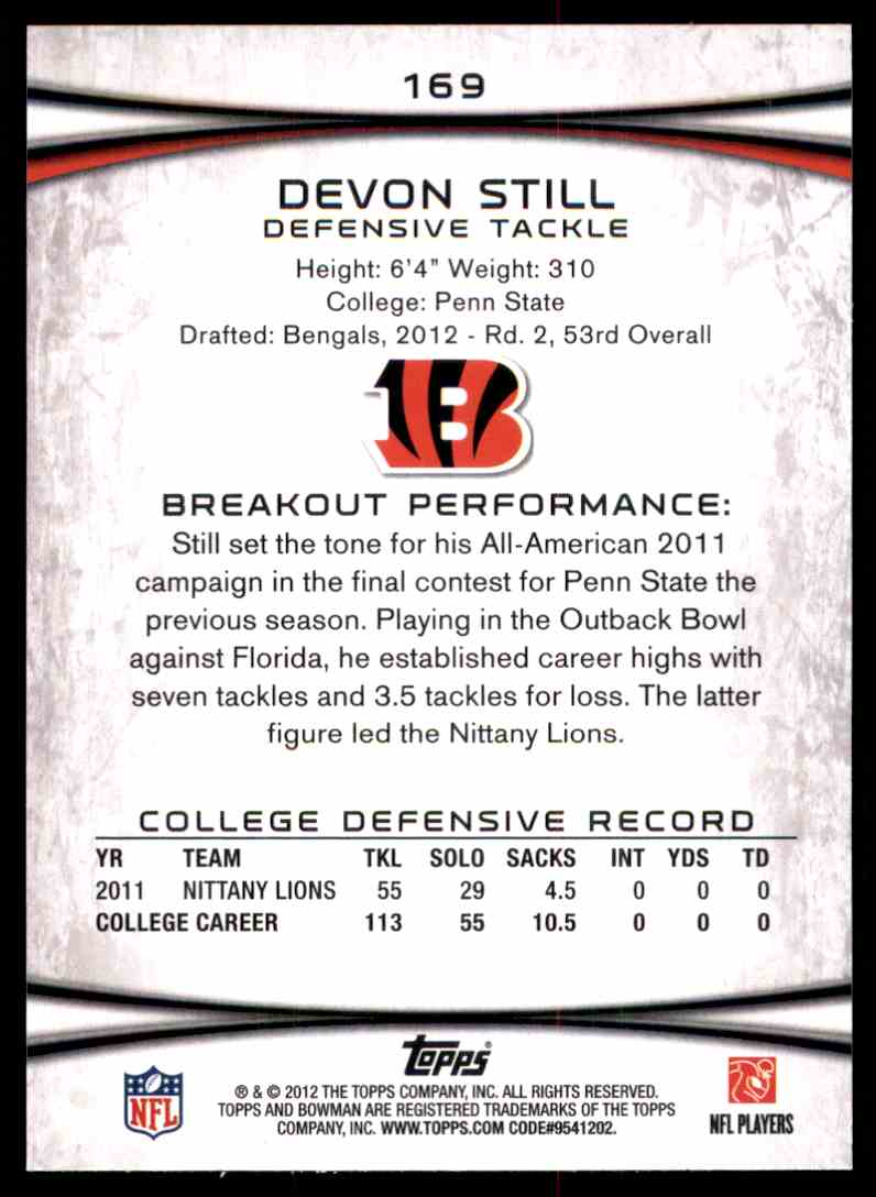 2012 Bowman Football Cards Devon Still RC #169 on Kronozio
