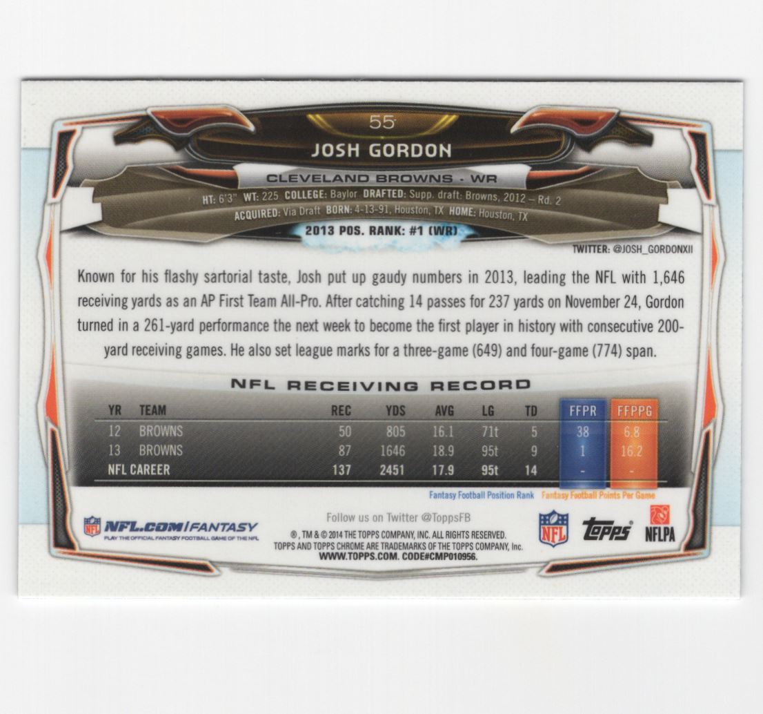 2014 Topps Chrome Josh Gordon #55 on Kronozio