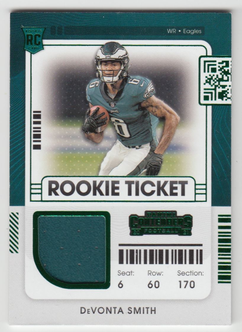 2021 Panini Contenders Rookie Ticket Swatches DeVonta Smith #RTS-DVS on ...