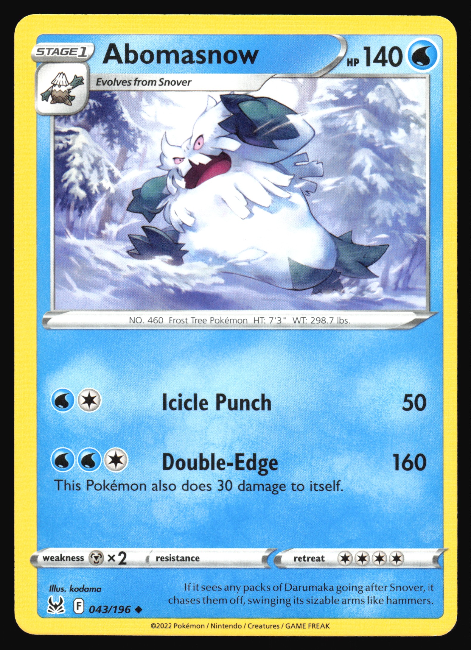 2022 Pokemon TCG Abomasnow Lost Origin on Kronozio