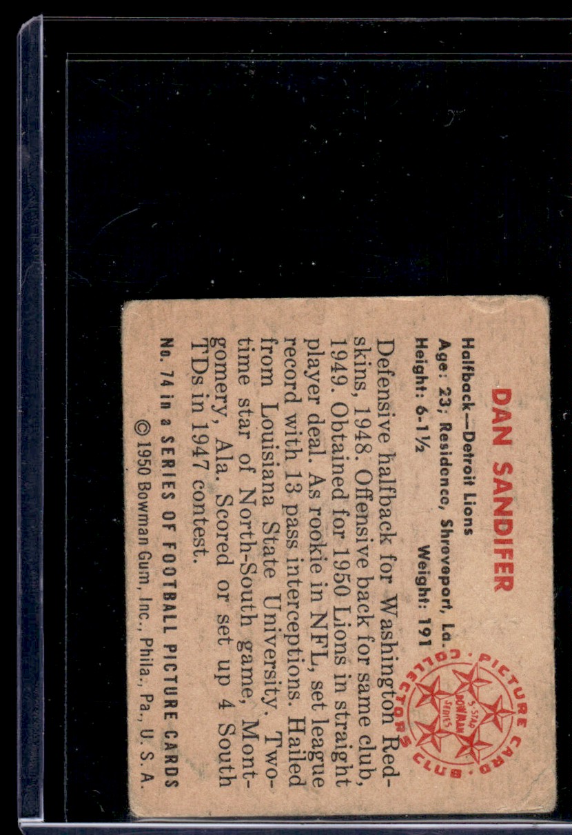 1950 Bowman Dan Sandifer #74 on Kronozio