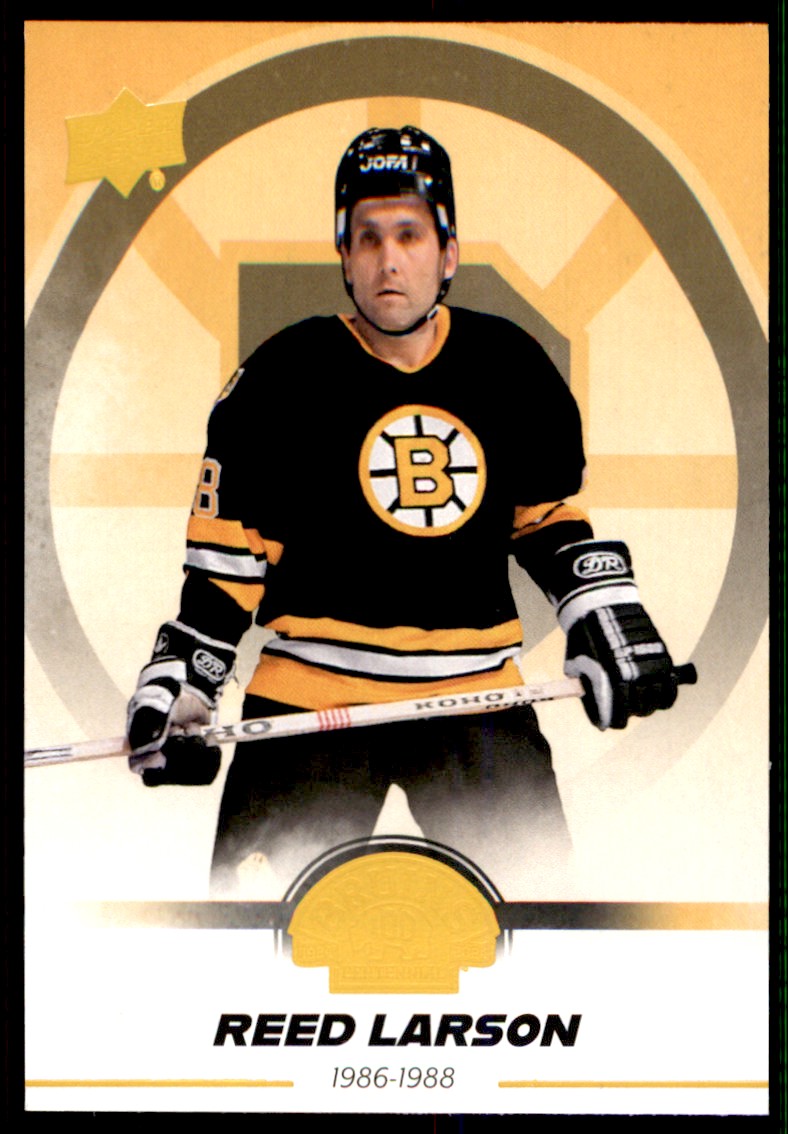 2023-24 Upper Deck Boston Bruins Centennial Yellow Parallel Reed Larson ...