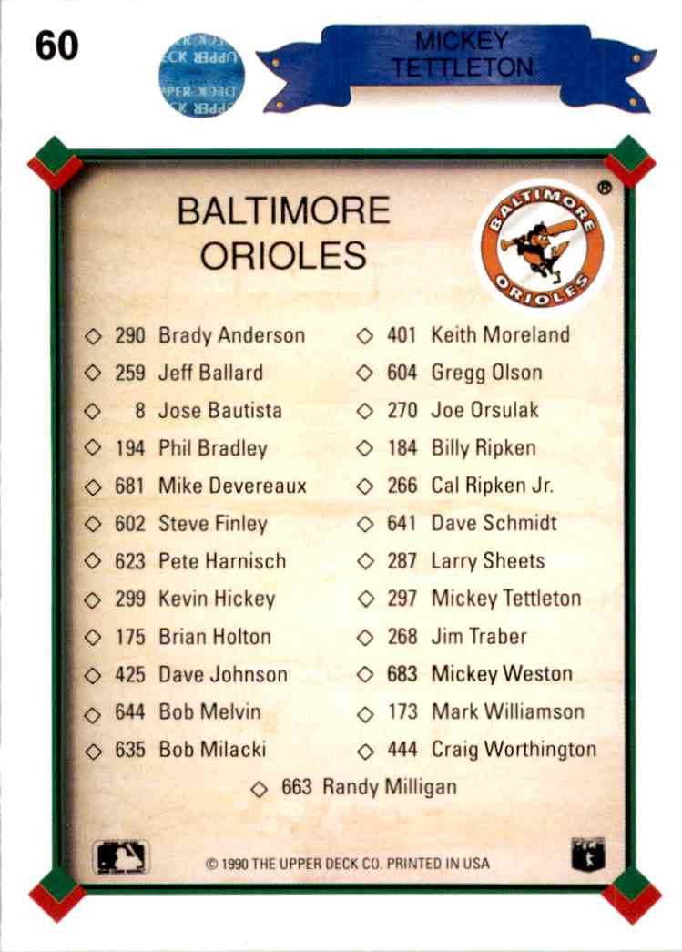 1990 Upper Deck Collector's Choice Mickey Tettleton #60 on Kronozio