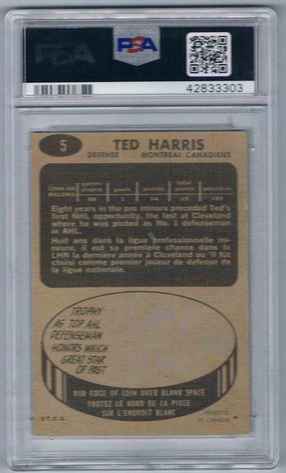 1965-66 Topps Ted Harris #5 on Kronozio