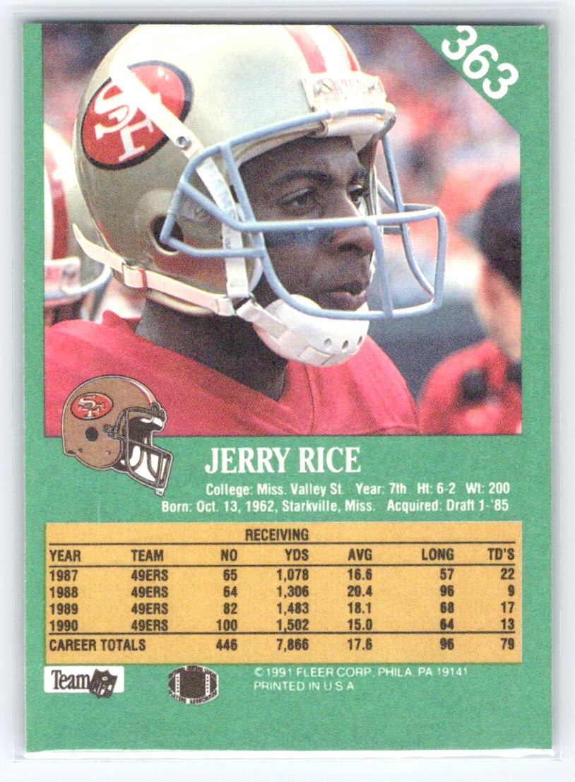 1991 Fleer Jerry Rice #363 on Kronozio