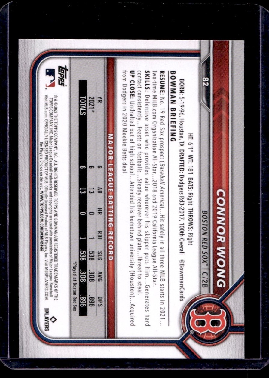 2022 Bowman Connor Wong #82 on Kronozio
