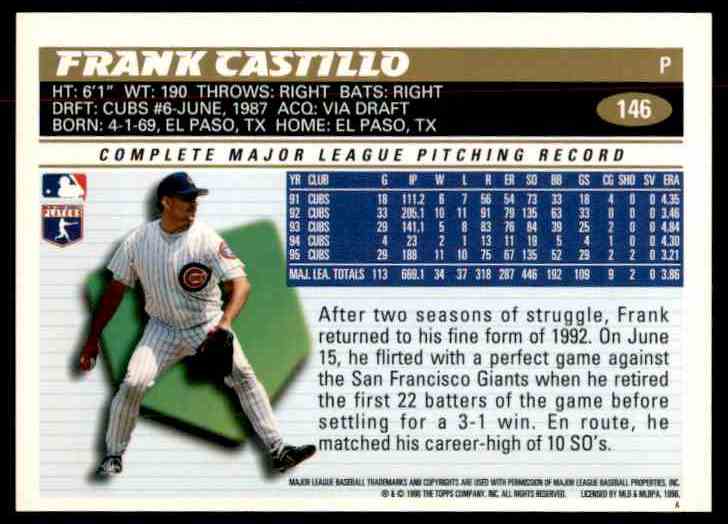 1996 Topps Frank Castillo #146 on Kronozio