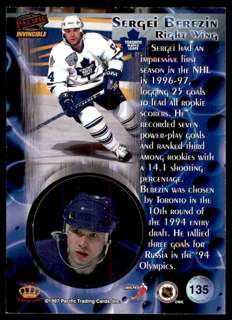 1997-98 Pacific Invincible Sergei Berezin #135 on Kronozio