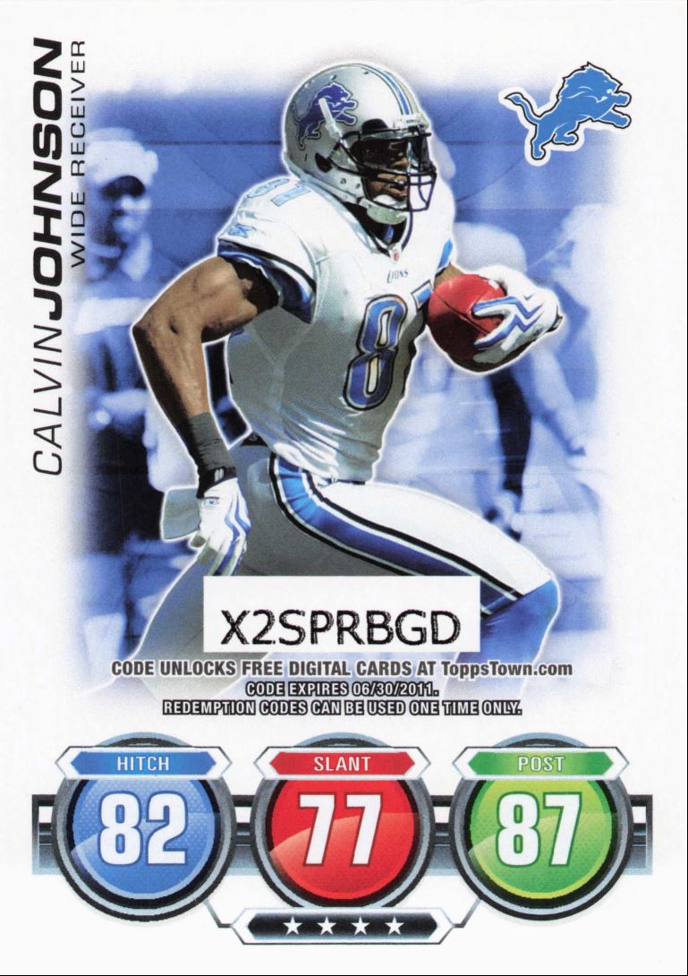 2010 Topps Attax Code Cards Calvin Johnson #NNO on Kronozio