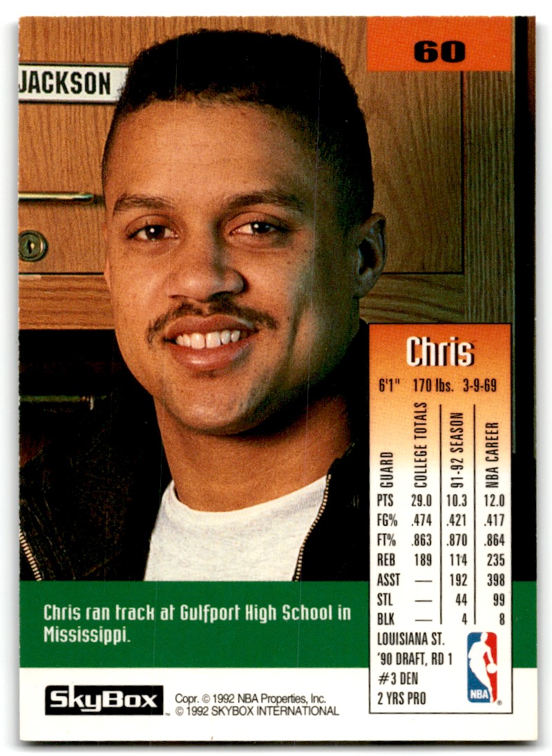 1992-93 SkyBox Chris Jackson #60 on Kronozio