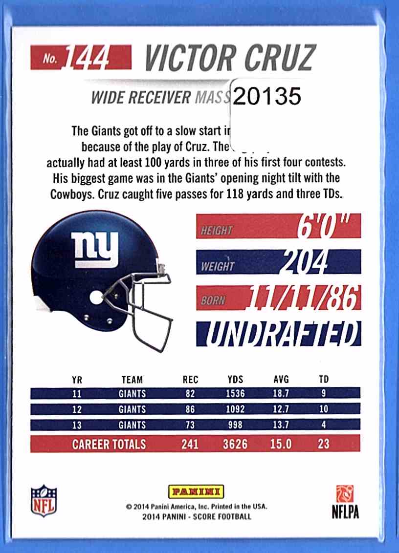 2014 Panini Hot Rookies Football Card Victor Cruz #144 on Kronozio
