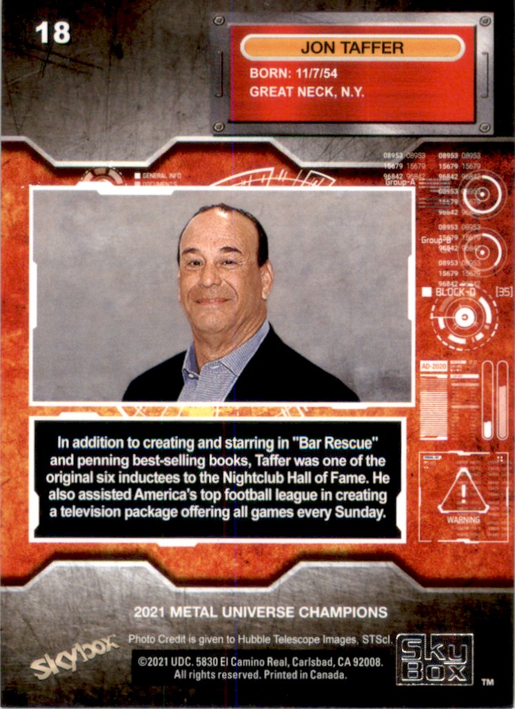 2021 Metal Universe Champions Jon Taffer #18 on Kronozio