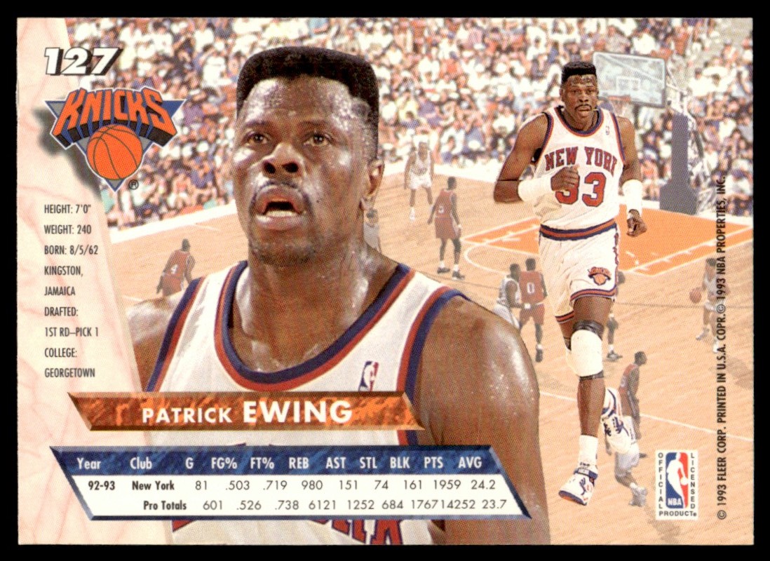 1993-94 Ultra Patrick Ewing #127 on Kronozio