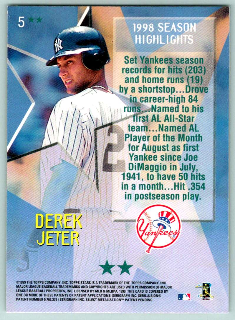 1999 Topps Stars - Two Star Derek Jeter #5 on Kronozio