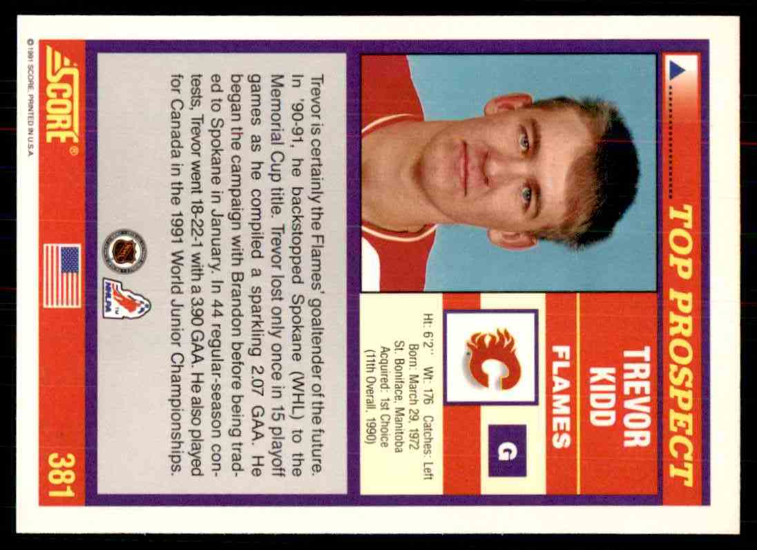 1991-92 Score American Trevor Kidd #381 on Kronozio