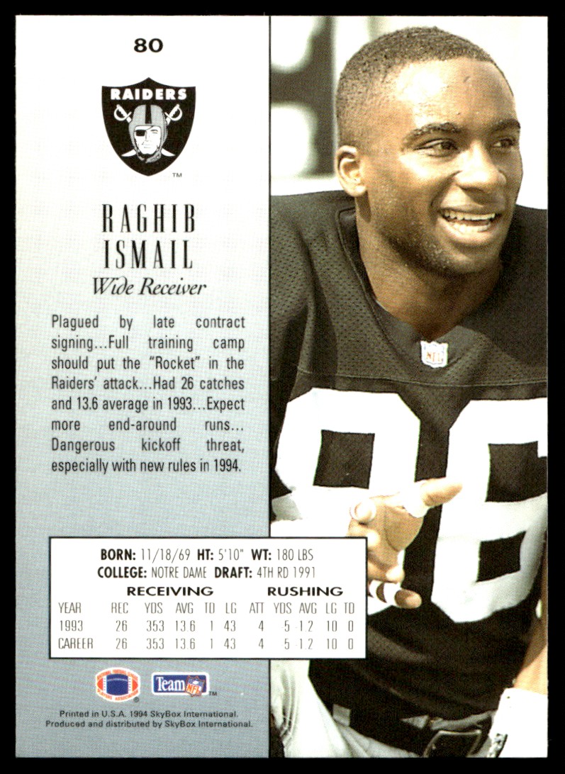 1994 SkyBox Premium Rocket Ismail #80 on Kronozio
