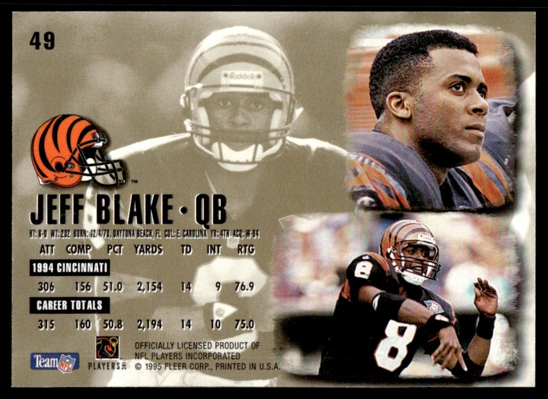 1995 Ultra Jeff Blake #49 on Kronozio