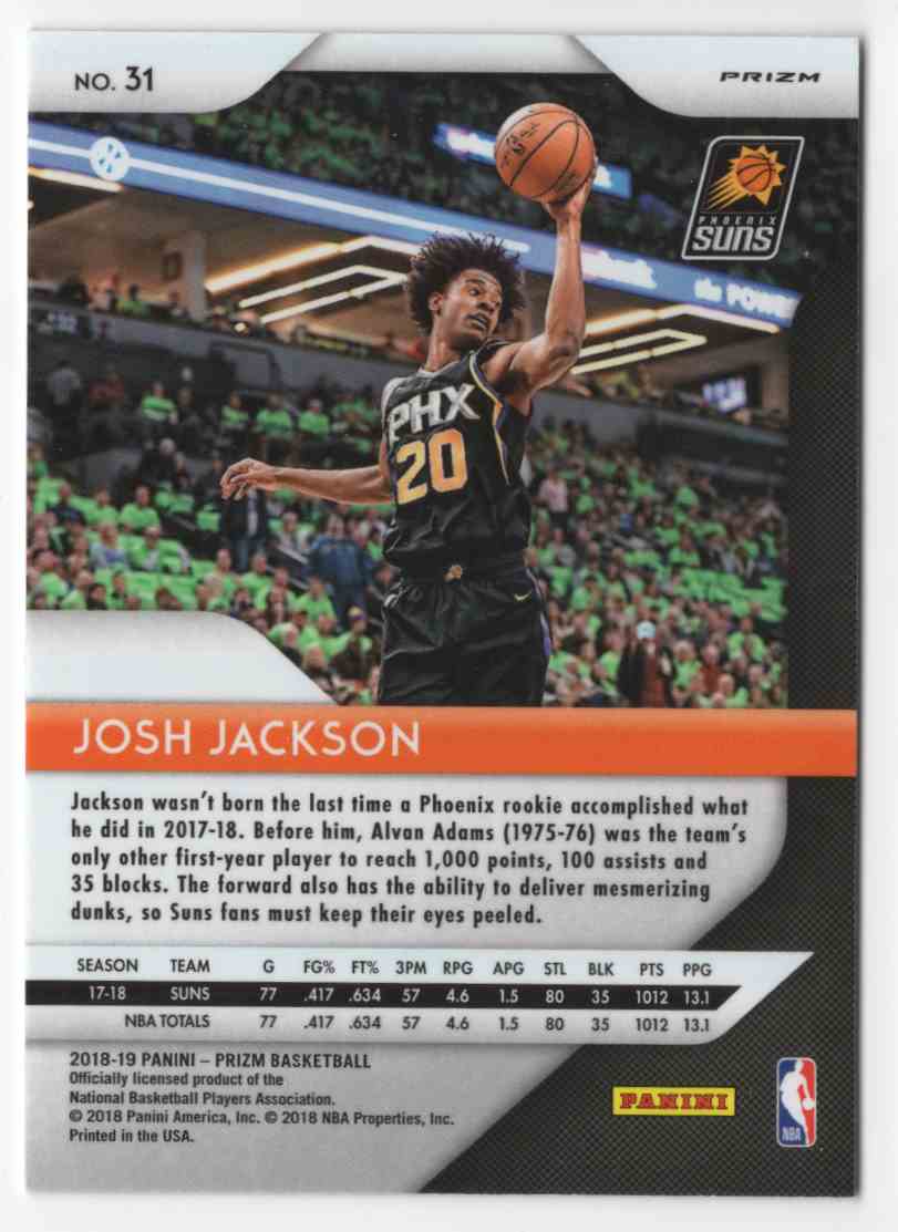2018-19 Panini Prizm Silver Josh Jackson #31 on Kronozio