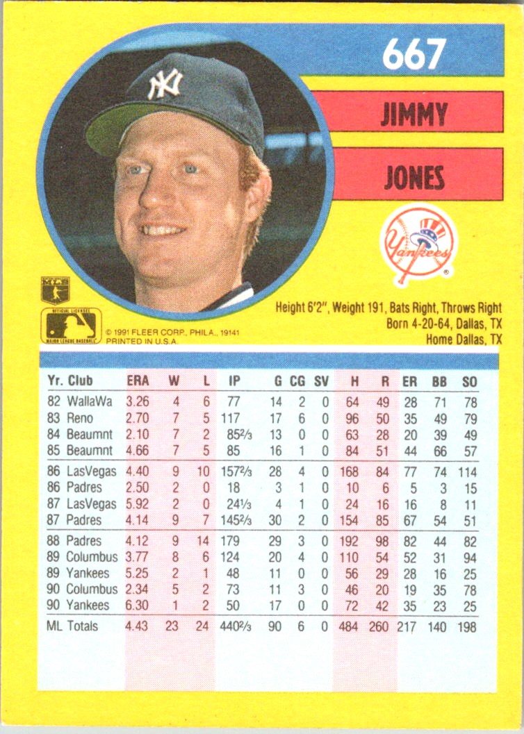 1991 Fleer Jimmy Jones #667 on Kronozio