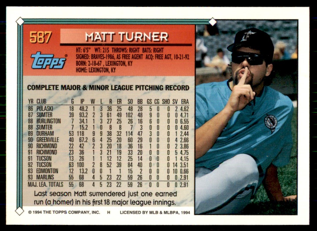 1994 Topps Matt Turner #587 on Kronozio