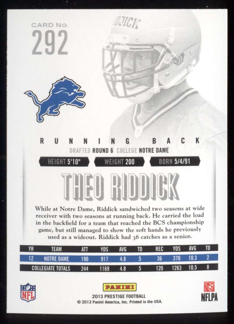 2013 Prestige Theo Riddick #292 on Kronozio