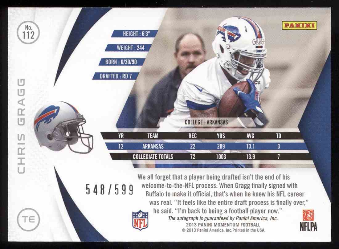 2013 Panini Momentum Rookie Signatures Chris Gragg #112 on Kronozio