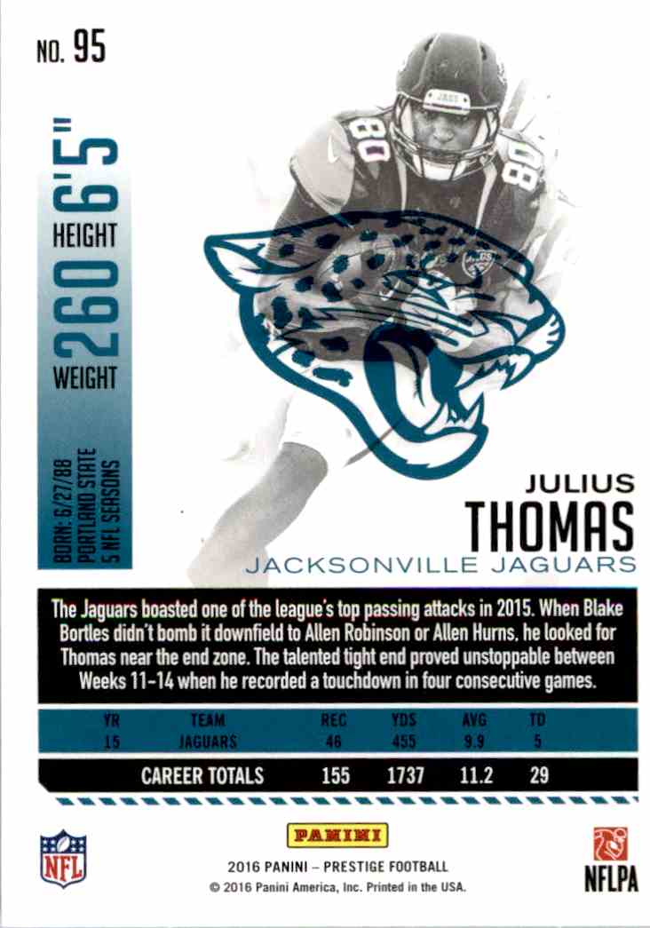 2016 Panini NFL Prestige Xtra Points Julius Thomas #95 on Kronozio