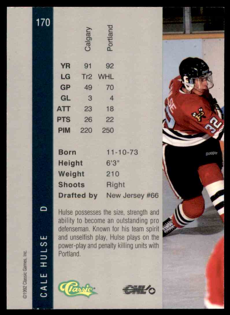 1992-93 Classic Four Sport Cale Hulse #170 on Kronozio