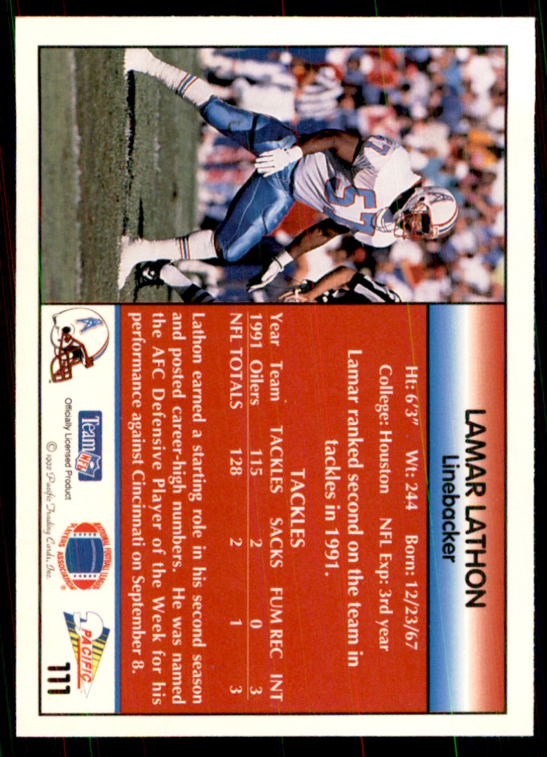 1992 Pacific Lamar Lathon #111 on Kronozio
