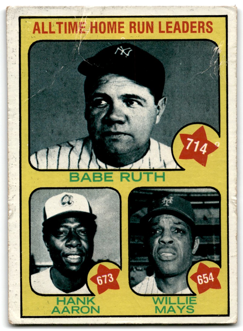 1973 Topps All Time Home Run Leaders Low Grade (crease) Babe Ruth/Hank ...