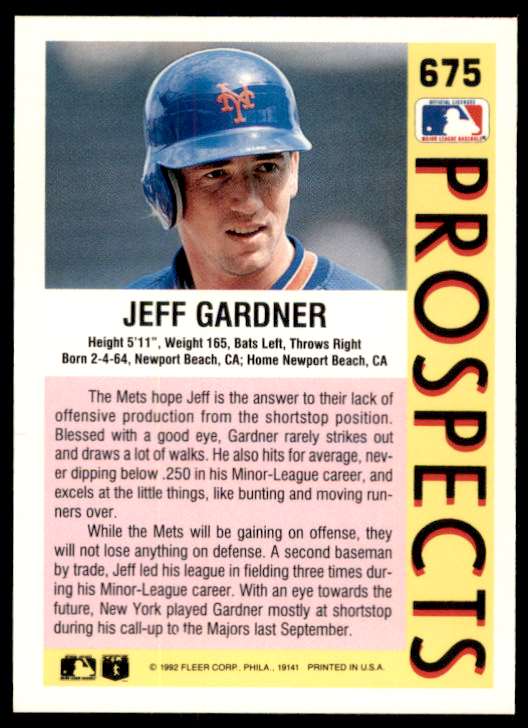 1992 Fleer Jeff Gardner #675 on Kronozio