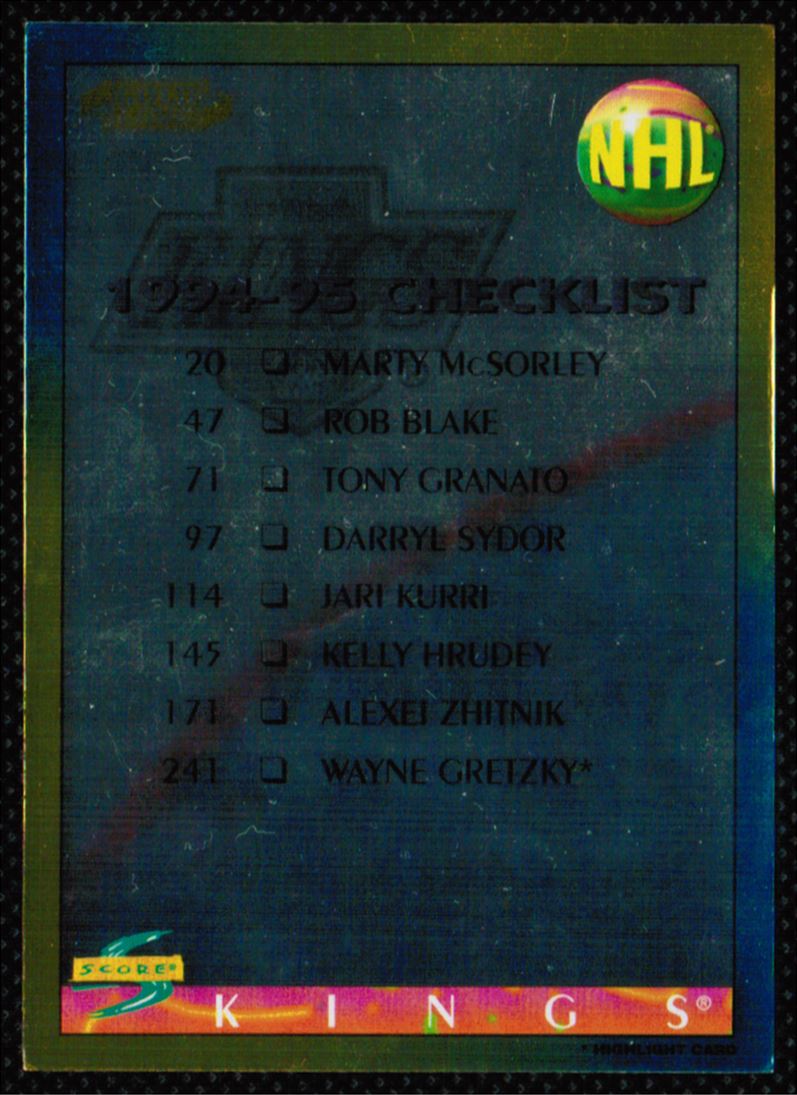 1994-95 Score Gold Line Checklist on Kronozio
