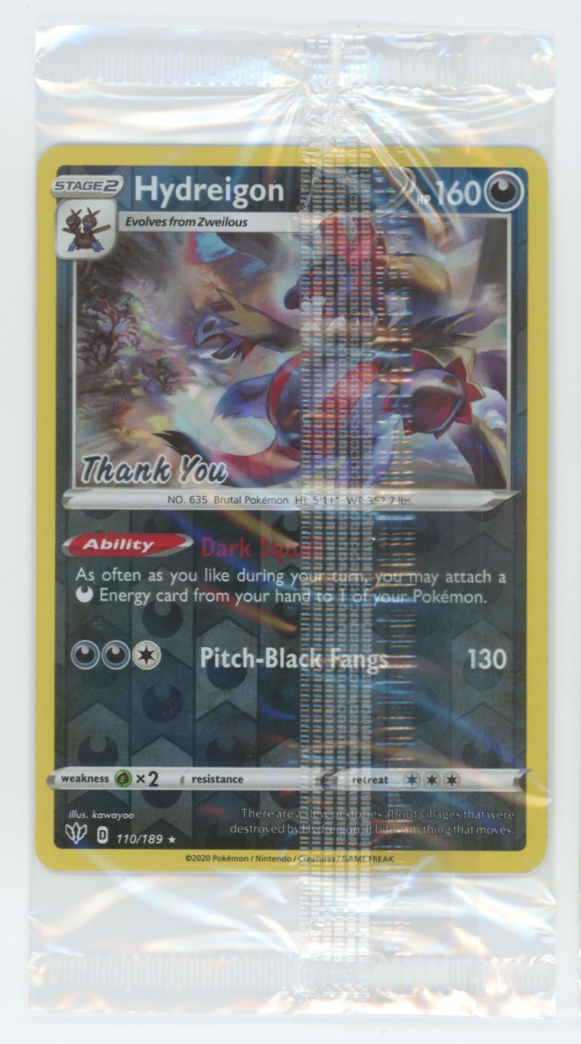 2020 Pokemon Reverse Foil Rare 110/189 Thank You Hydreigon on Kronozio