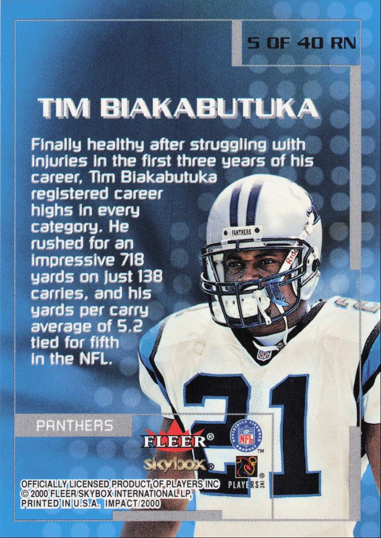 2000 Impact Rewind '99 Tim Biakabutuka #5 RN on Kronozio