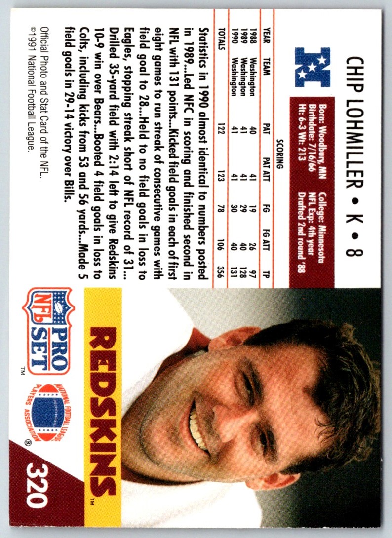 1991 Pro Set Chip Lohmiller #320 on Kronozio
