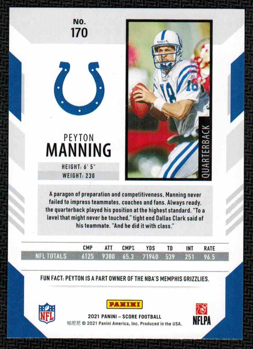 2021 Panini Score Peyton Manning #170 on Kronozio