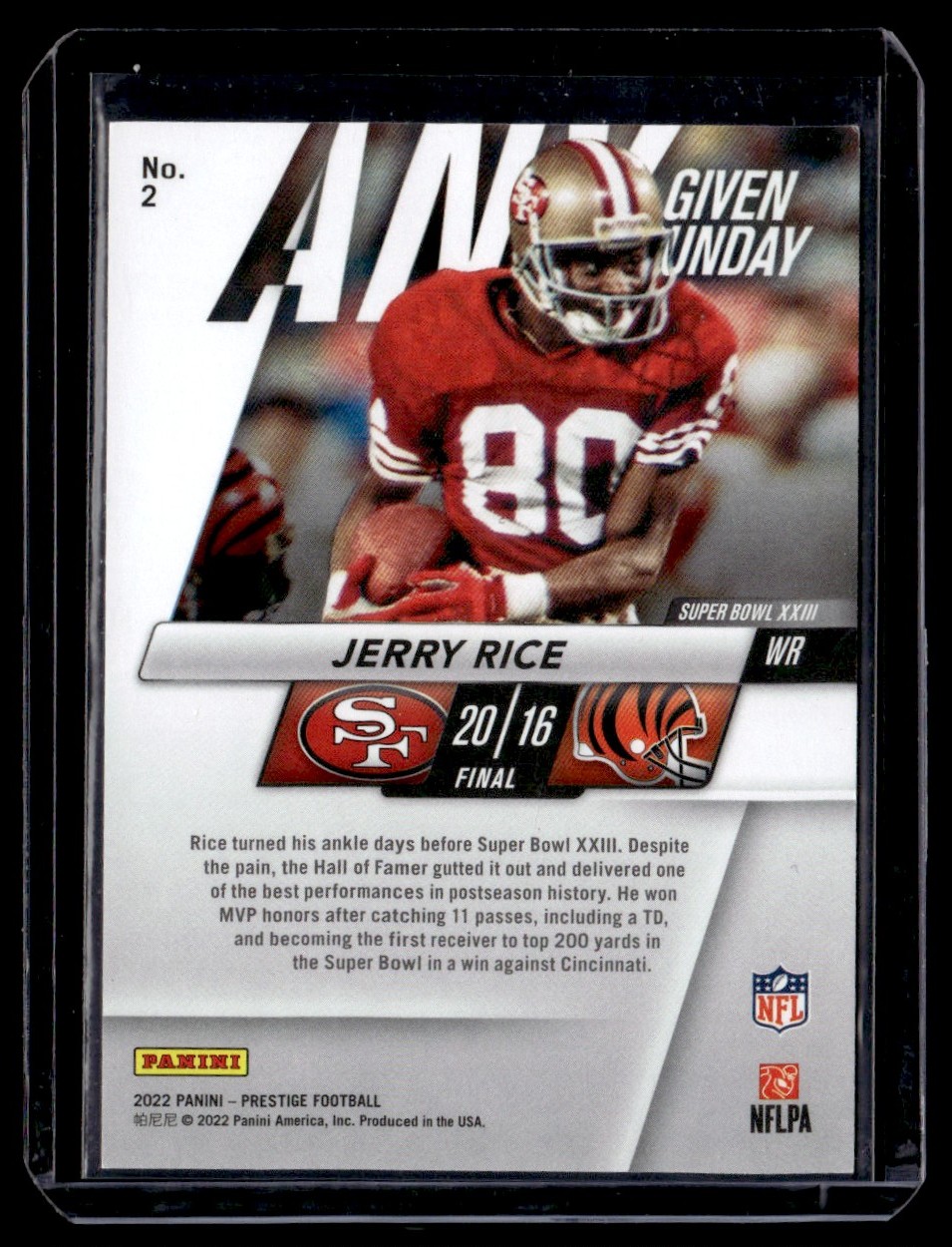 2022 Panini Prestige Any Given Sunday Red Jerry Rice #2 on Kronozio