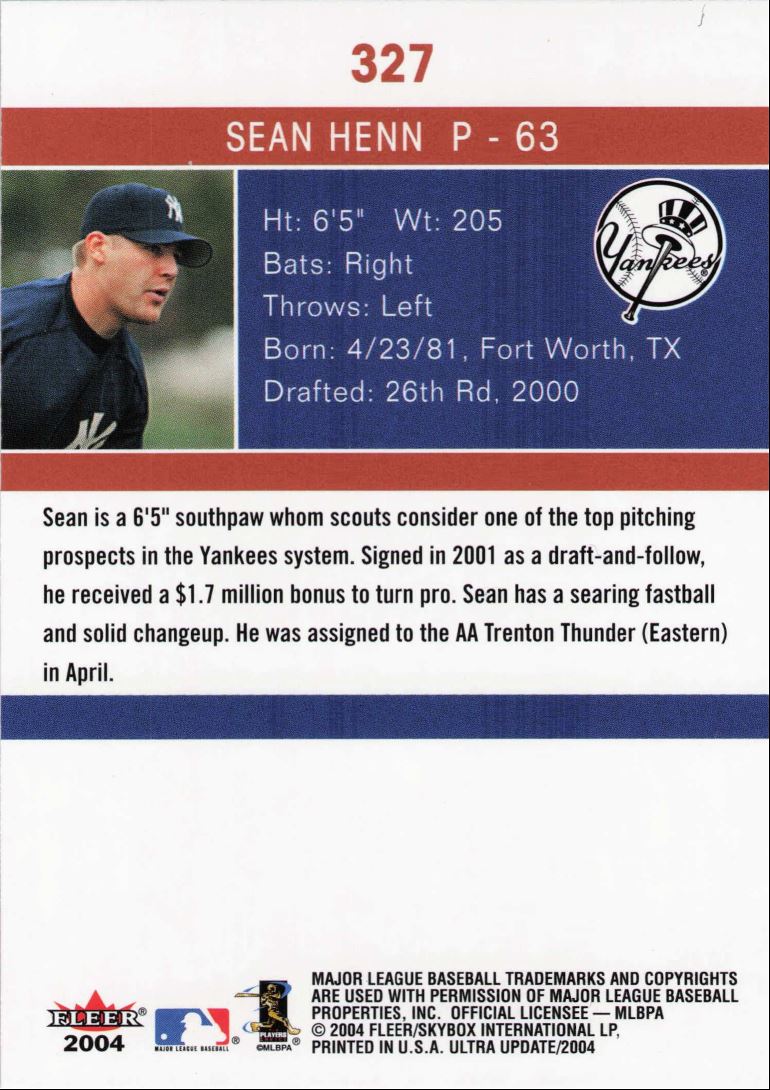 2004 Ultra Sean Henn #327 on Kronozio