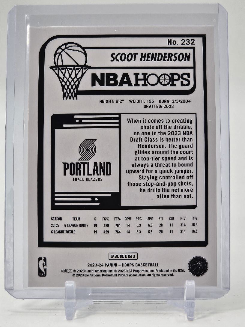 2023-24 NBA HOOPS BASKETBALL ROOKIE PREMIUM SCOOT HENDERSON on Kronozio