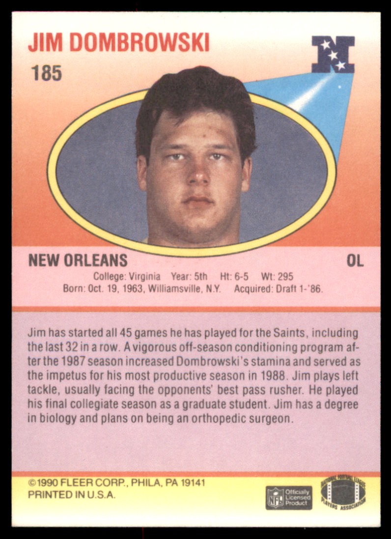 1990 Fleer Jim Dombrowski #185 on Kronozio